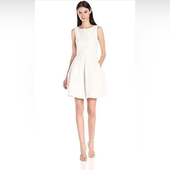 Taylor | Dresses | Taylor Fit Flare Couture Eyelet White Mini Dress ...